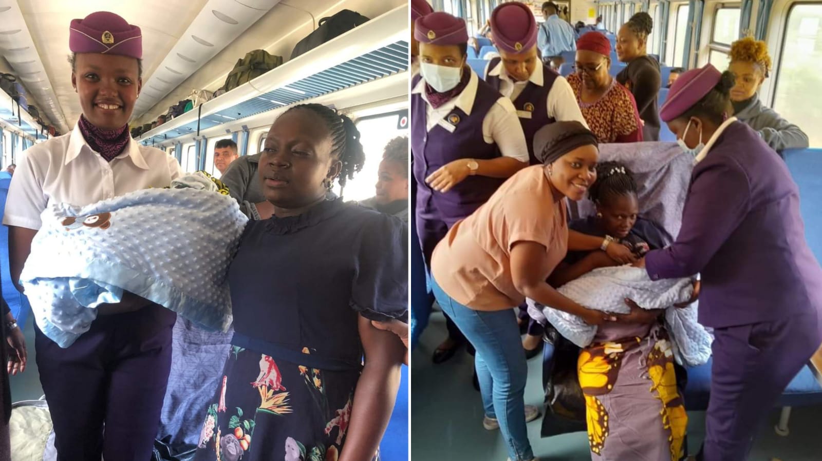 A mother welcomes her bundle of joy on board the SGR passenger train to ...